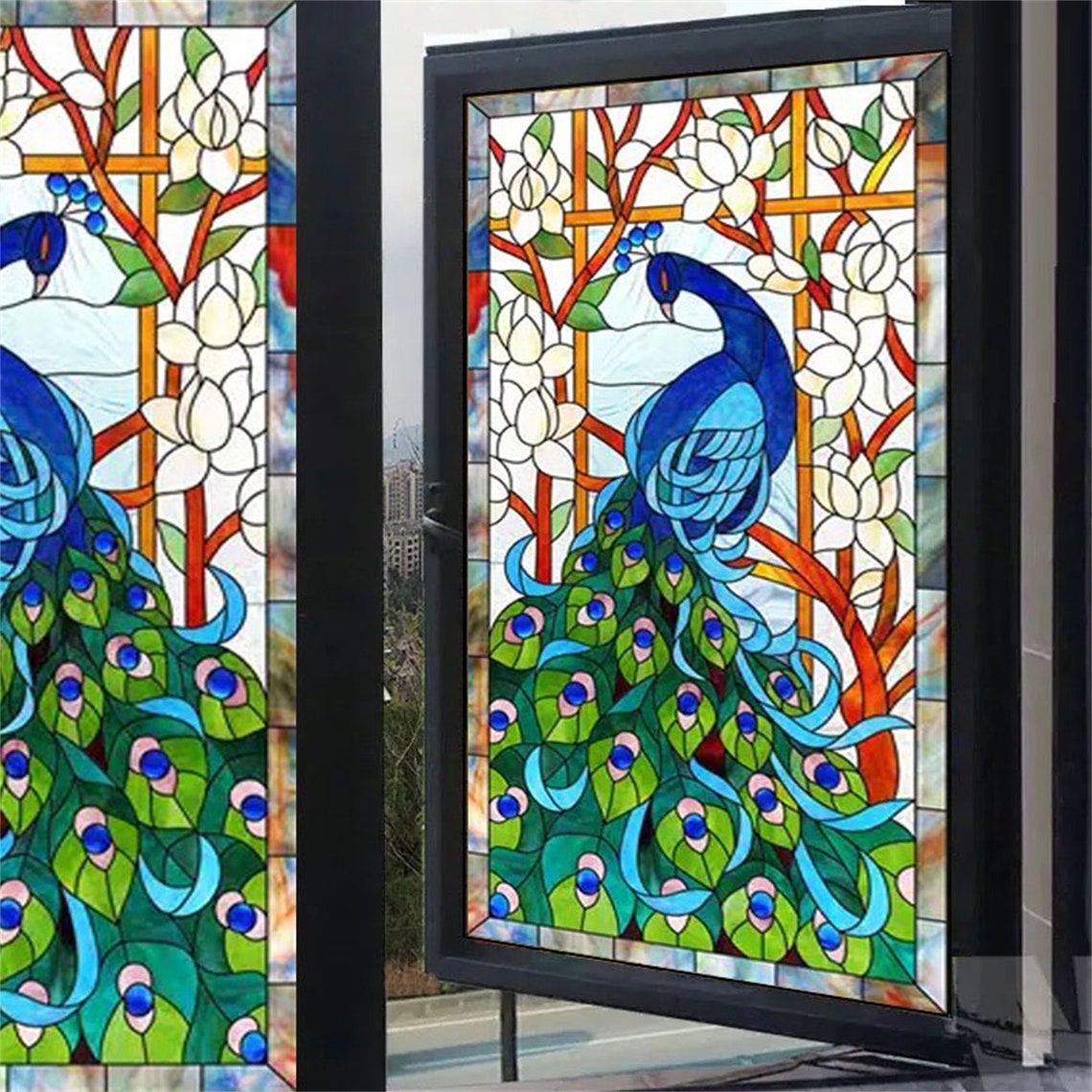 Window Glass Films Peacock Self Adhesive Static Cling Home - Etsy