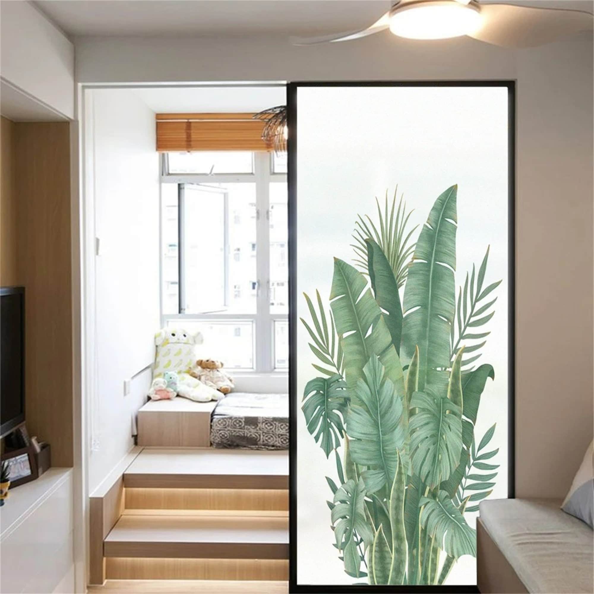 Custom-sized Botanical Greenery PVC Window Film Decorative Privacy ...