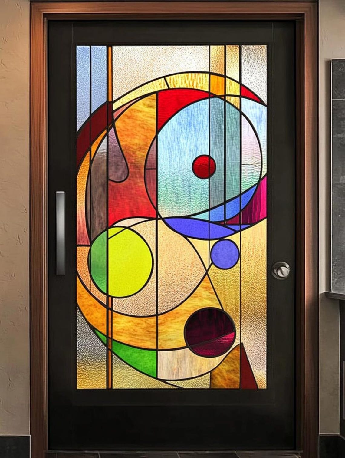 Custom Size Modern Geometric Circle Stained Glass Window Film Abstract ...