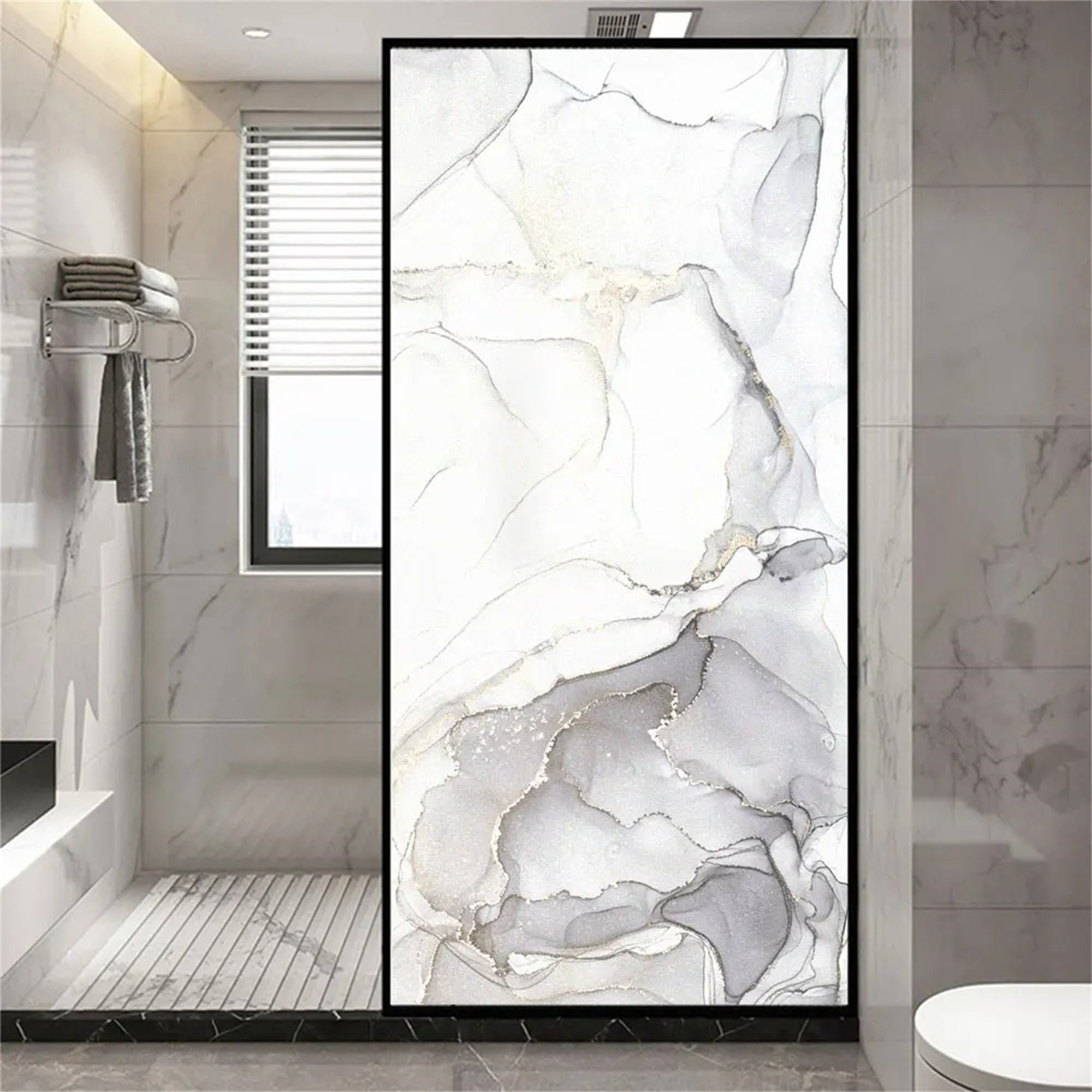 Custom Size Artistic Marble Pattern Window Film Frosted Glass Door Film ...