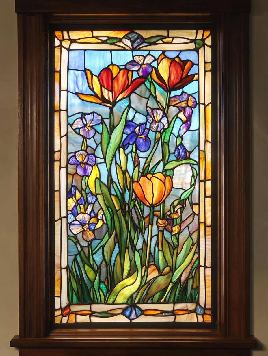 Custom Size Spring Bloom Stained Glass Window Decal Vibrant Yellow and ...