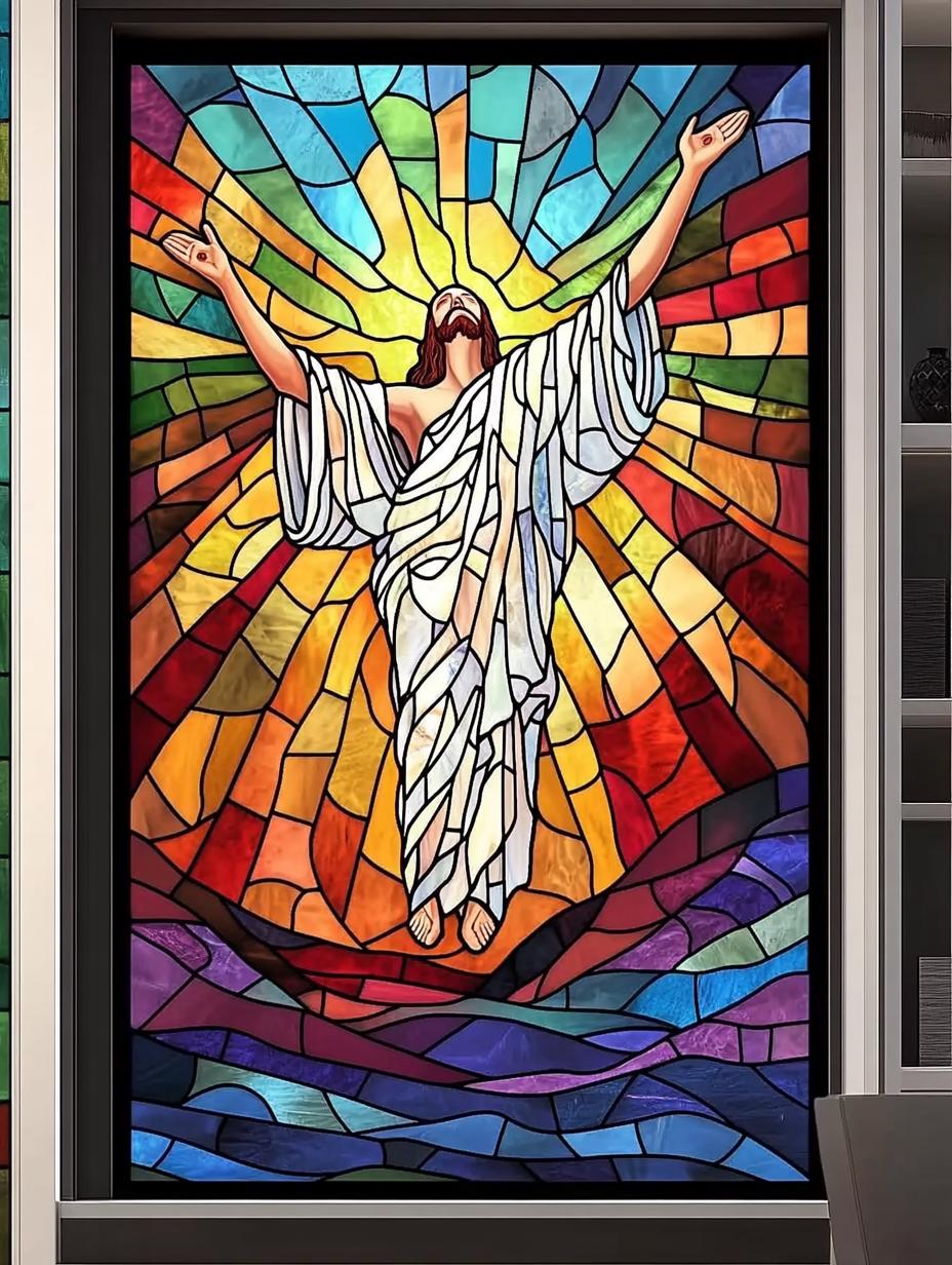 Custom Size Religious Stained Glass Window Decal Jesus With ...