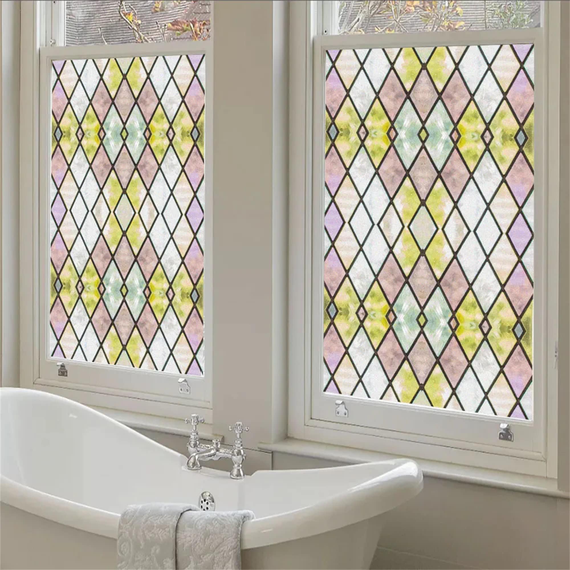 Custom Size Window Film Stastic Cling No Adhesive Resuable Pink Diamond ...