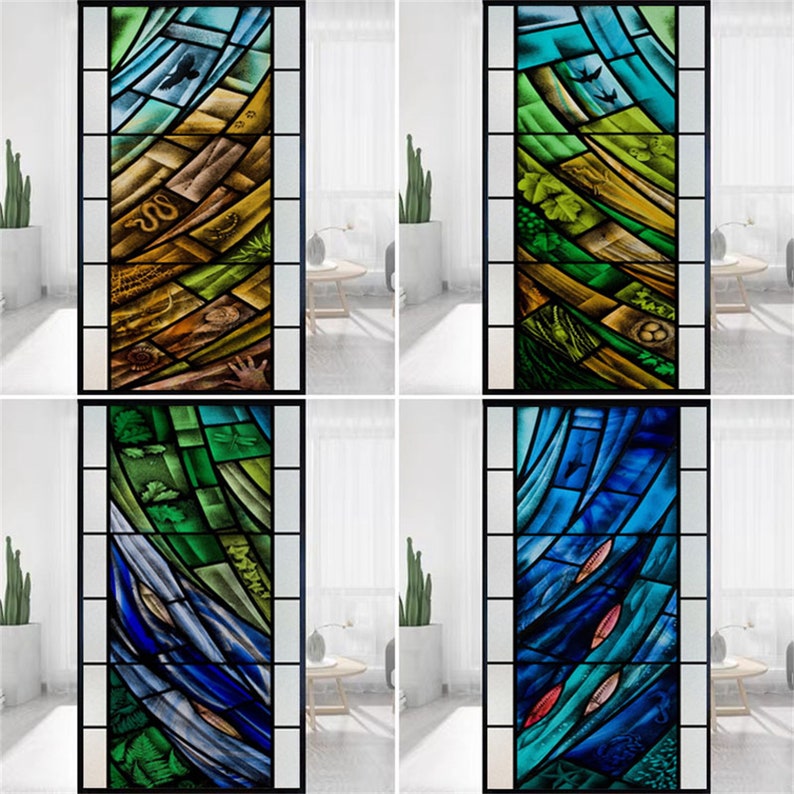 Custom Size Stained Glass Window Film Colorful Patterns Home - Etsy