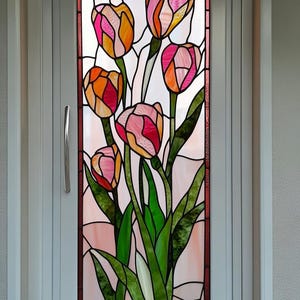 Custom Size Tulip Stained Glass Window Film Privacy Decorative Window ...