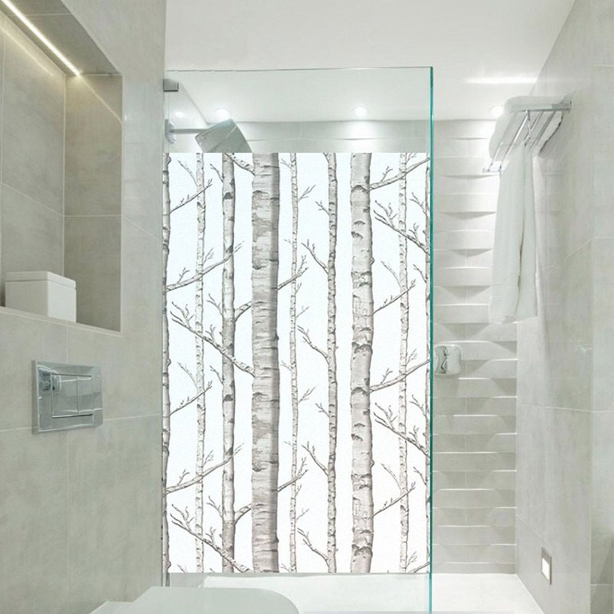 Window Film Custom Size Gold Birch Tree Frosted Window Stickers Static ...
