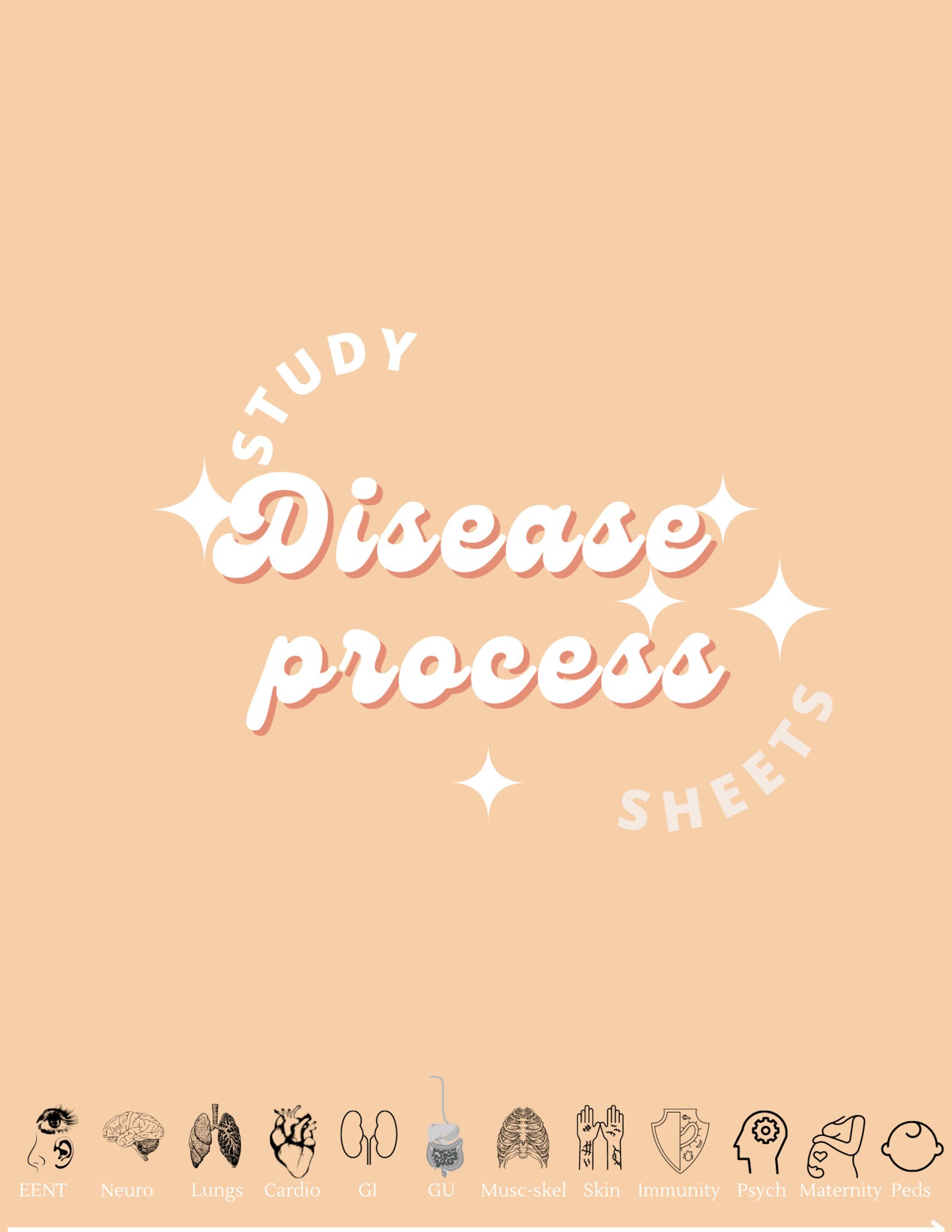 Disease Nursing Template, Five Colors, Nursing Student, Downloadable ...