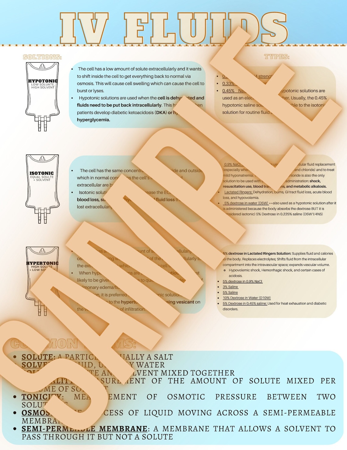 IV Solutions and Terms Study Guide for Nurses and Nursing Students ...