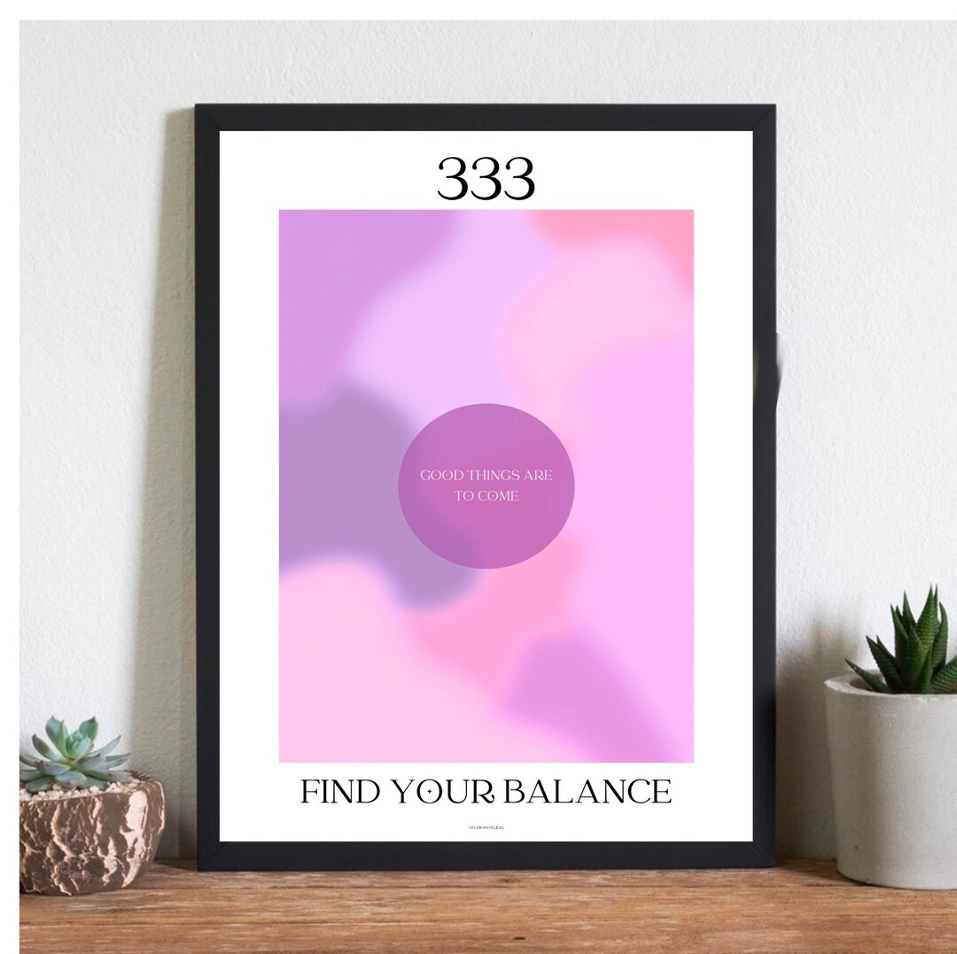 Angel Number Poster 333, DIGITAL DOWNLOAD. Find Your Balance, Good ...