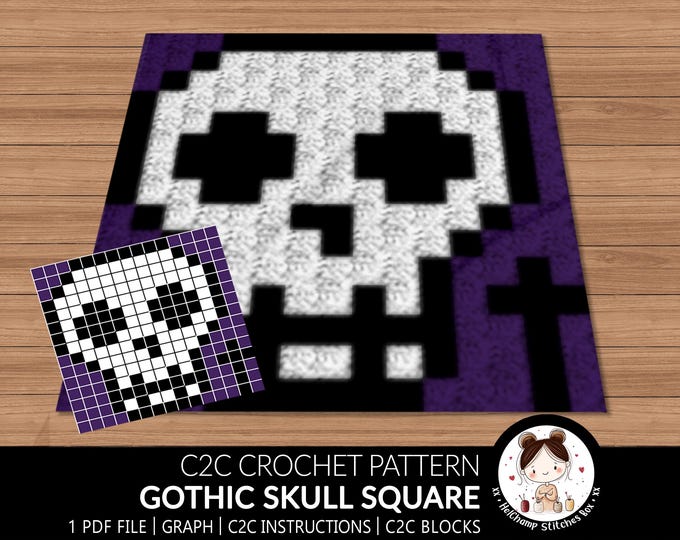 C2C Crochet Pattern | Gothic Skull | Quilt Square | 1 PDF File to ...