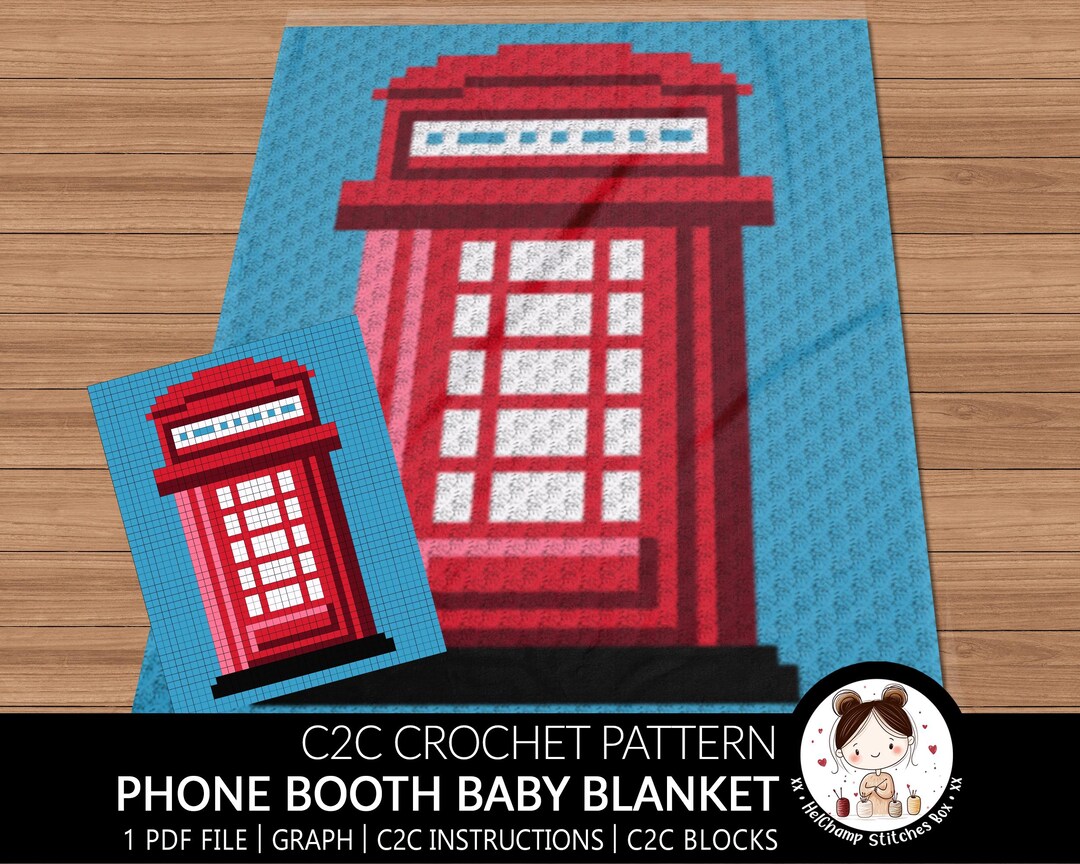 C2C Crochet Pattern | British Phone Booth | Blanket | 1 PDF File to ...