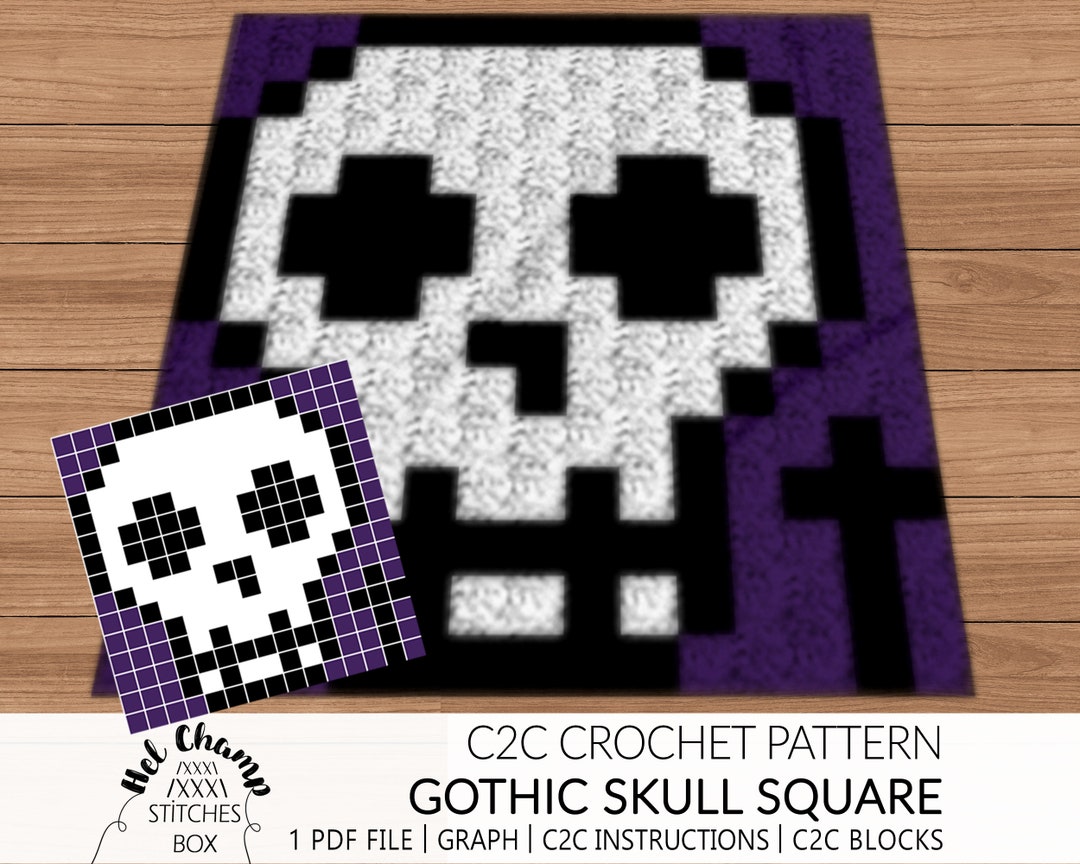C2C Crochet Pattern Gothic Skull Quilt Square 1 PDF File to Download ...