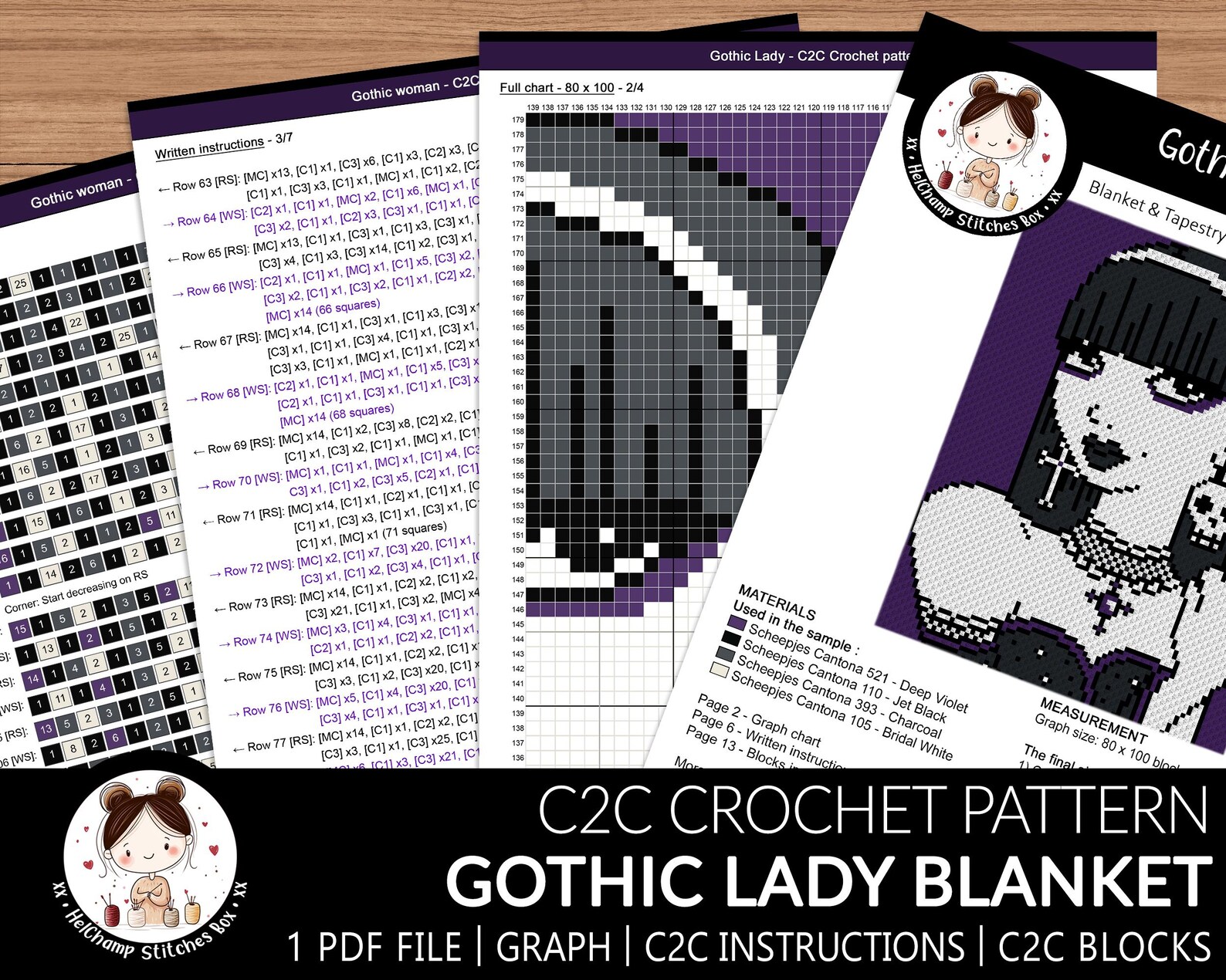 C2C Crochet Pattern | Gothic Lady | Blanket | 1 PDF File to Download ...