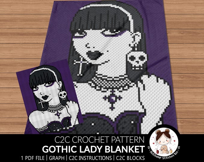 C2C Crochet Pattern | Gothic Lady | Blanket | 1 PDF File to Download ...