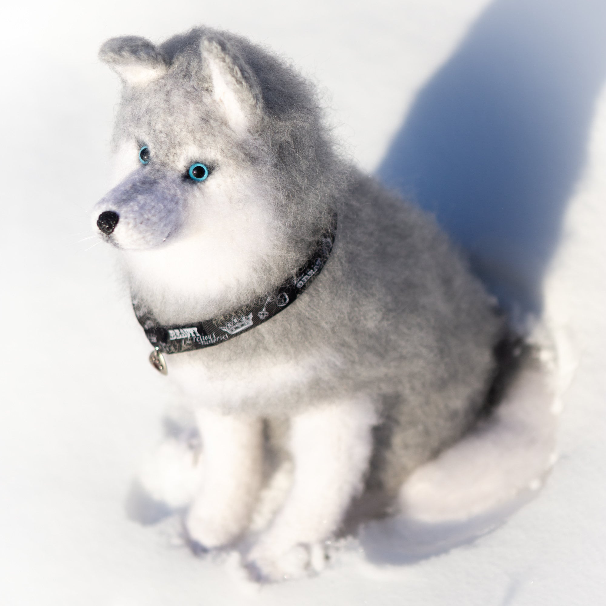 Husky Real Size Fluffy Knitted Husky Gift for Her White Grey Cute Dog ...