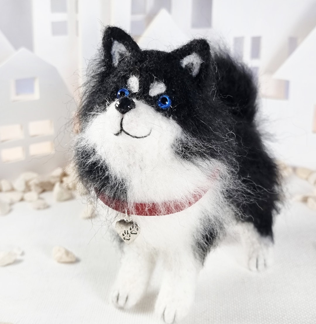 Husky Fluffy Knitted Husky Gift for Her White Black Cute Dog Gift for ...