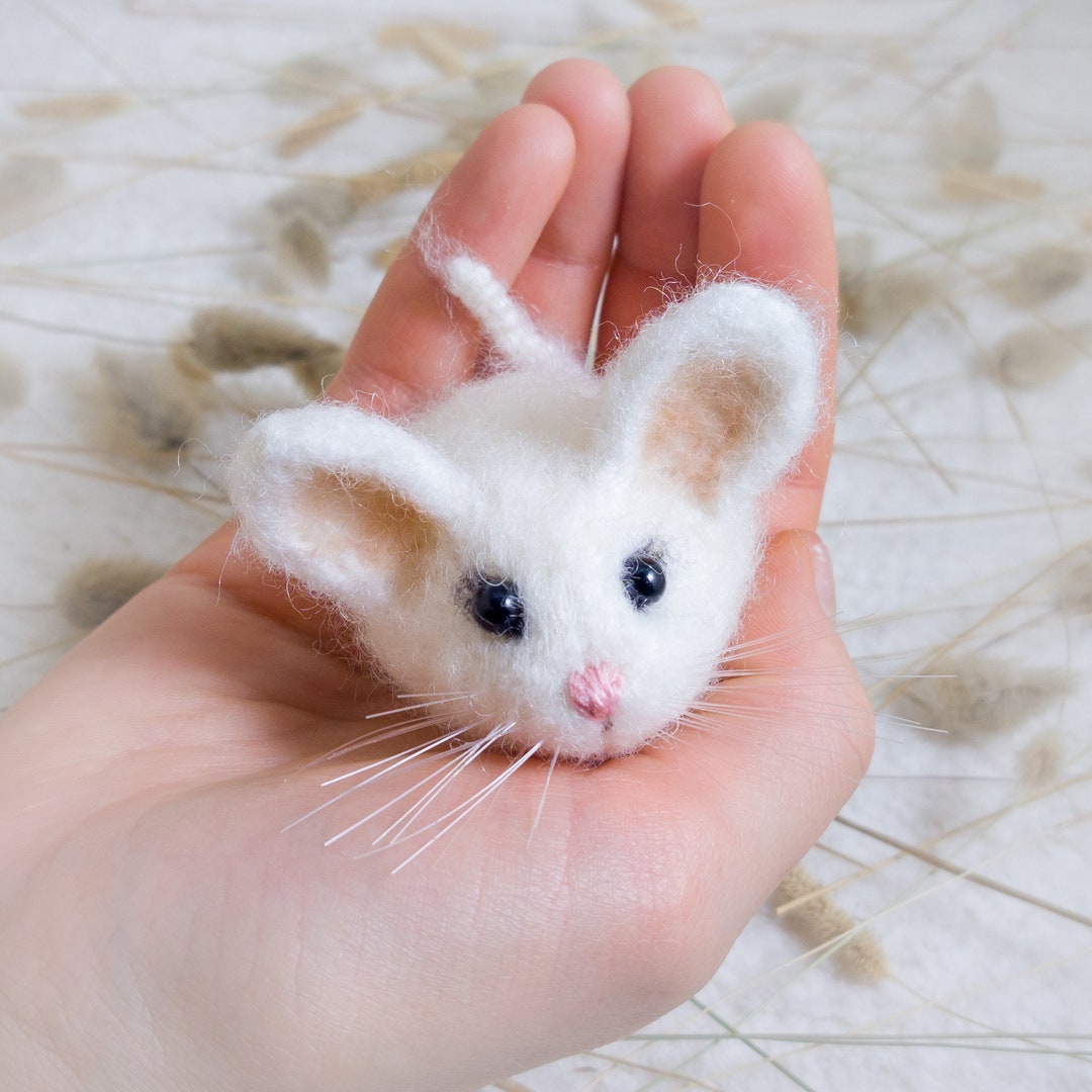 Mouse Fluffy Knitted White Mouse Girlfriend Gift White Cute Stuffed ...
