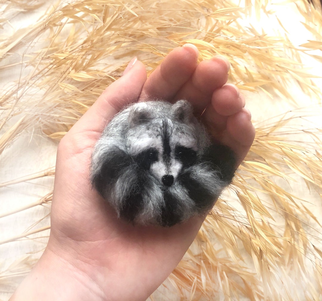 Raccoon Brooch Wool Pin Raccoon Jewellery Stuffed Animal Miniature Gift ...