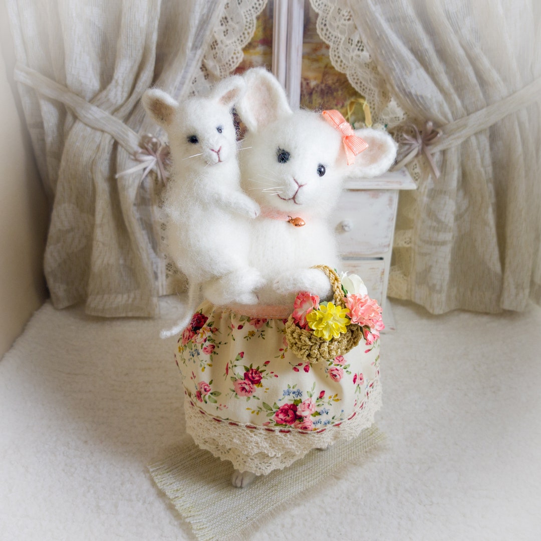 Mouse With a Little Baby Mouse Stuffed Mouse Cute White Mouse Gift for ...