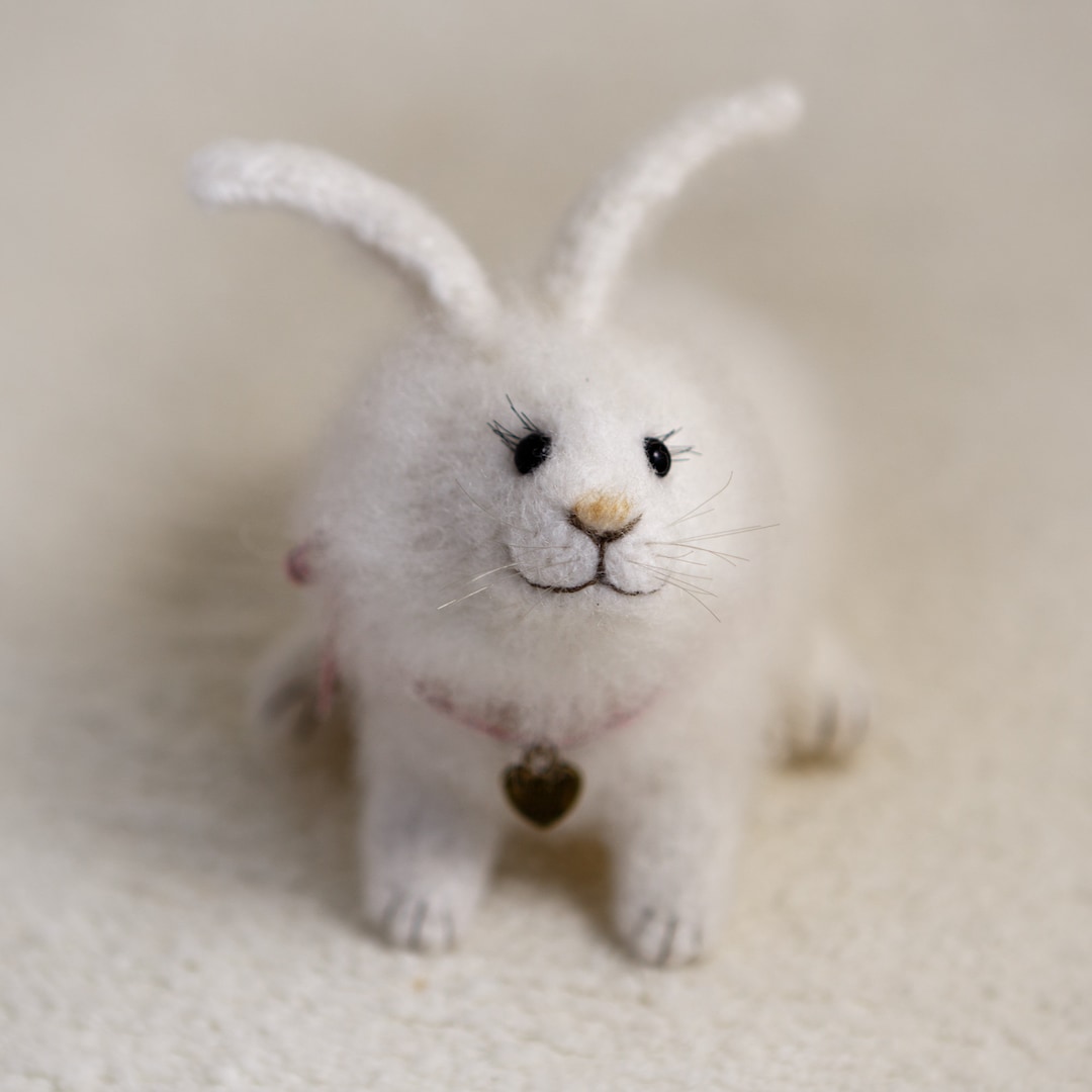 Bunny Fluffy Knitted Bunny Girlfriend Gift White Cute Stuffed Plushies ...