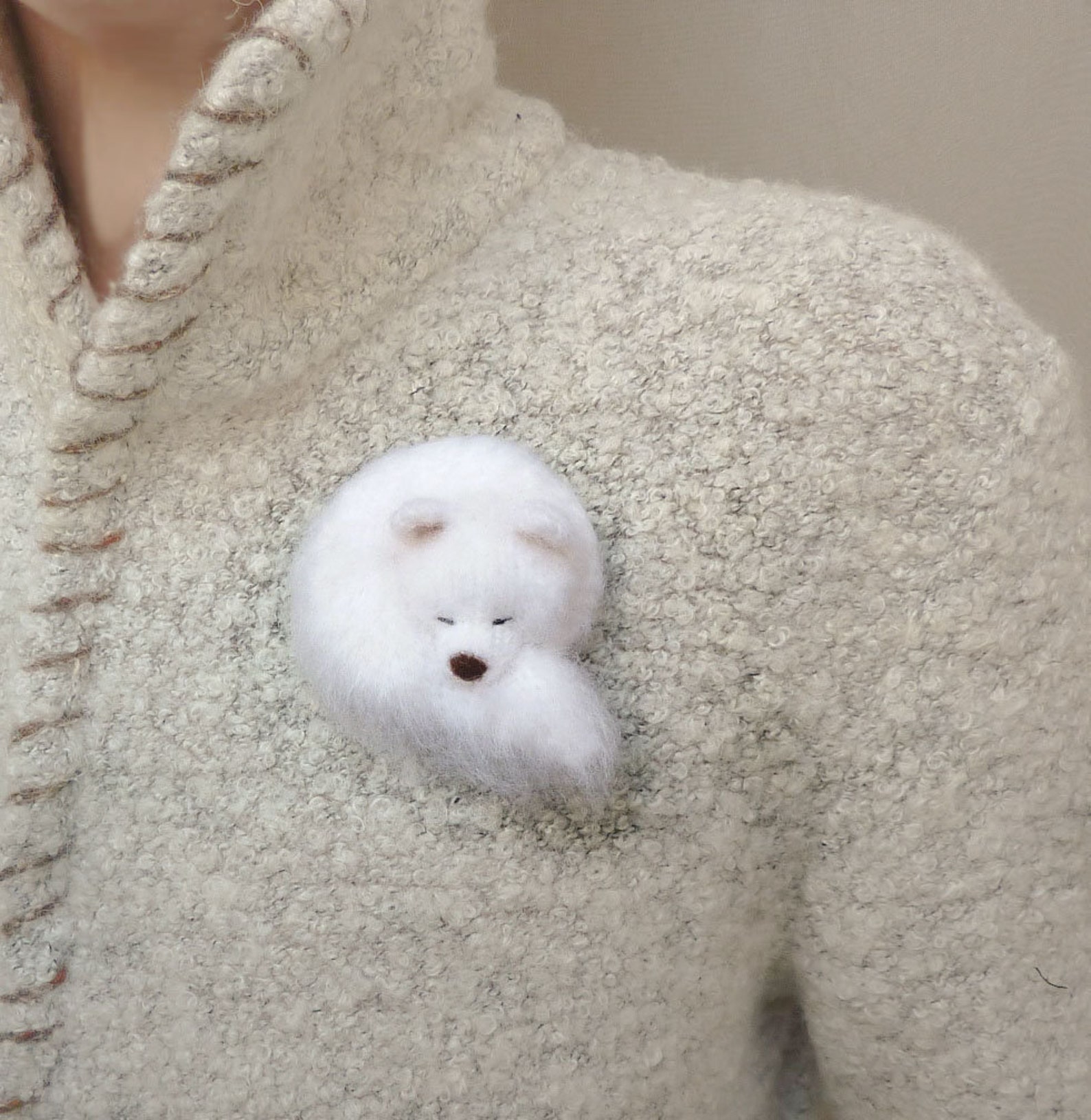Dog Brooch Wool Pin Sleeping Samoyed Siberian Puppy Jewellery Dog ...