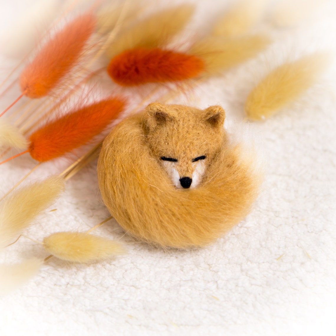 Fox Brooch Wool Pin Sleeping Fox Jewellery Fox Stuffed Animal - Etsy