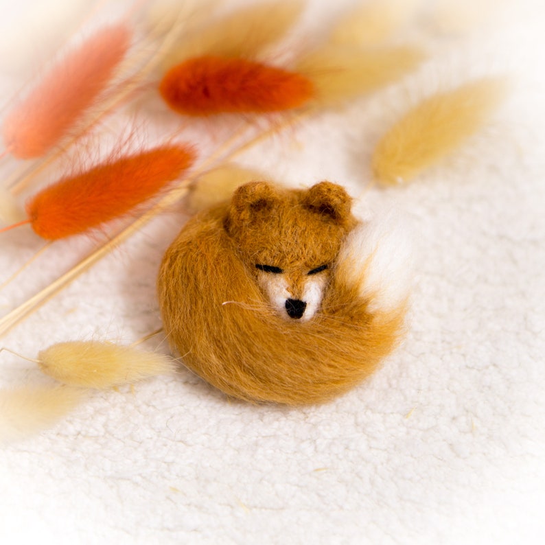 Fox Brooch Wool Pin Sleeping Fox Jewellery Fox Stuffed Animal - Etsy
