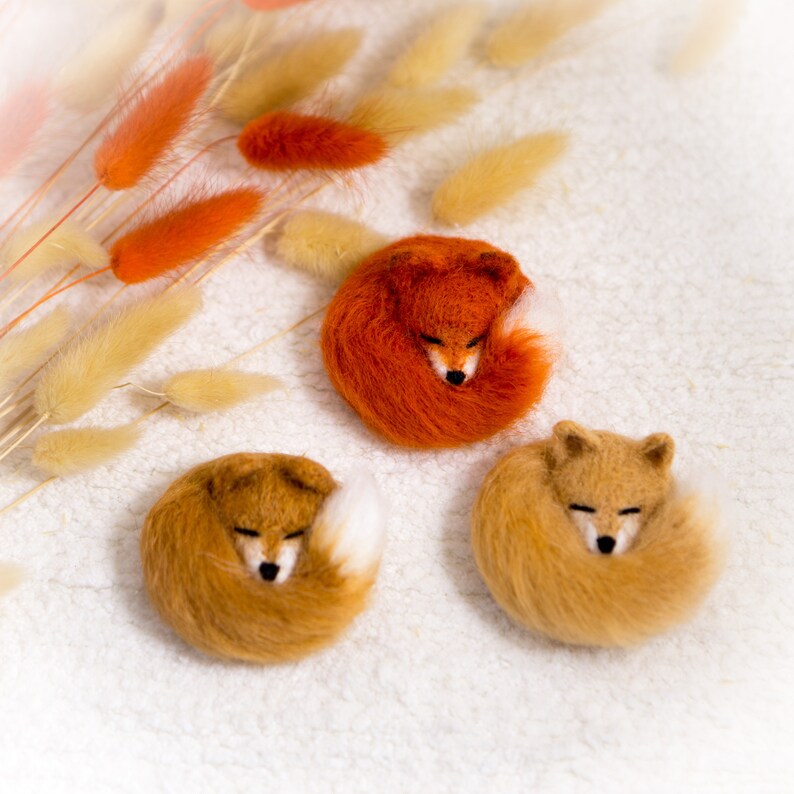 Fox Brooch Wool Pin Sleeping Fox Jewellery Fox Stuffed Animal - Etsy