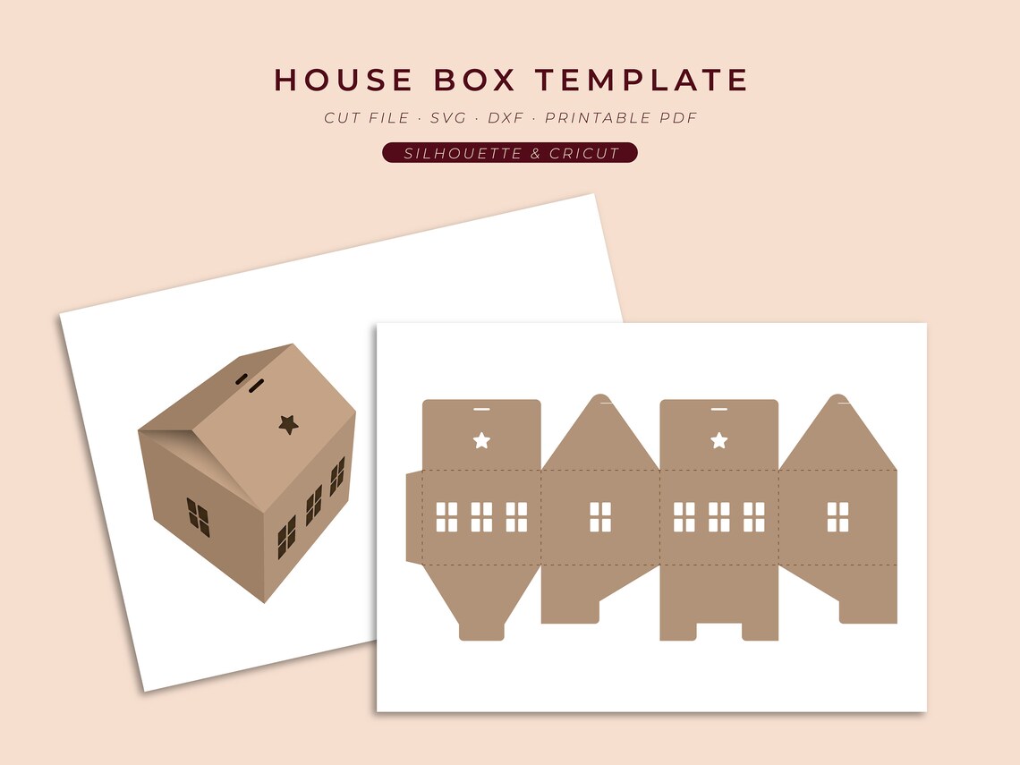 Haus-Box SVG-Vorlage, Treat-Box-Vorlage, Cricut Schnitt Dateien ...