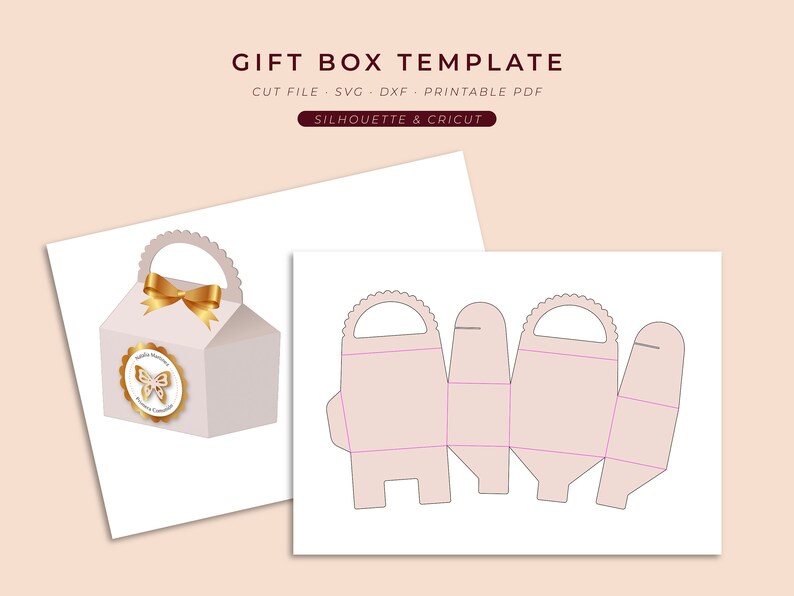 Gift Box Template SVG - DXF- Wedding Favors - Party Favors - Box Cut ...
