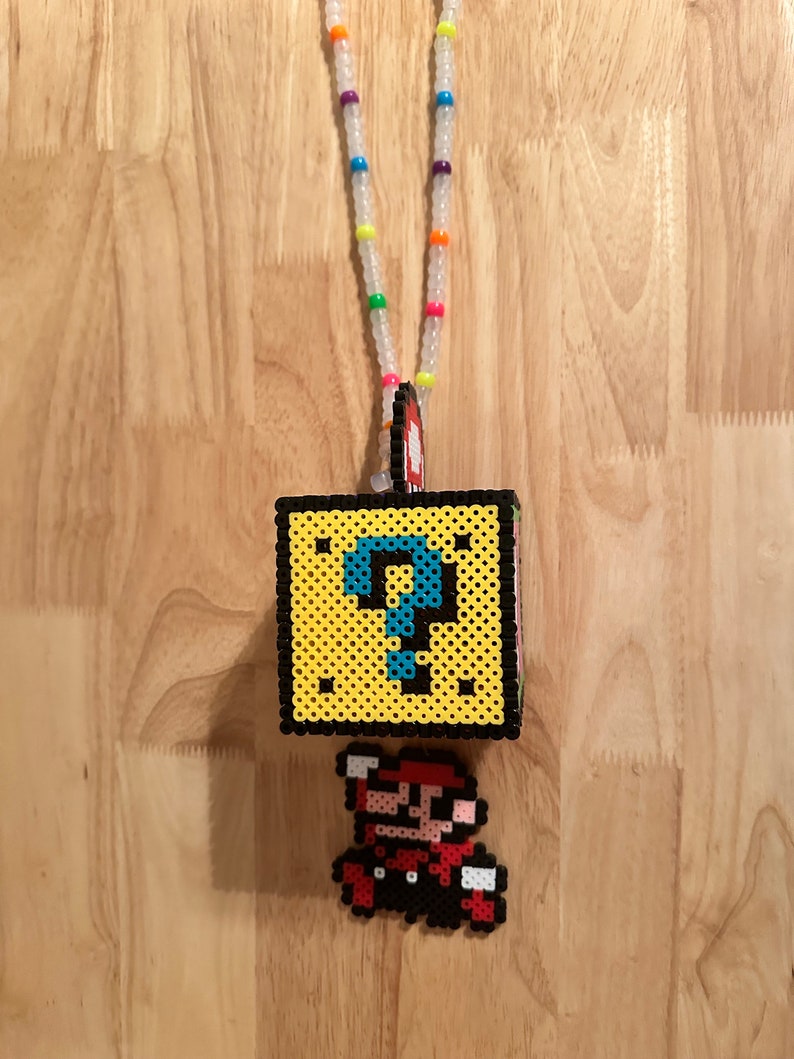 Mario 3D Cube Perler Necklace - Etsy