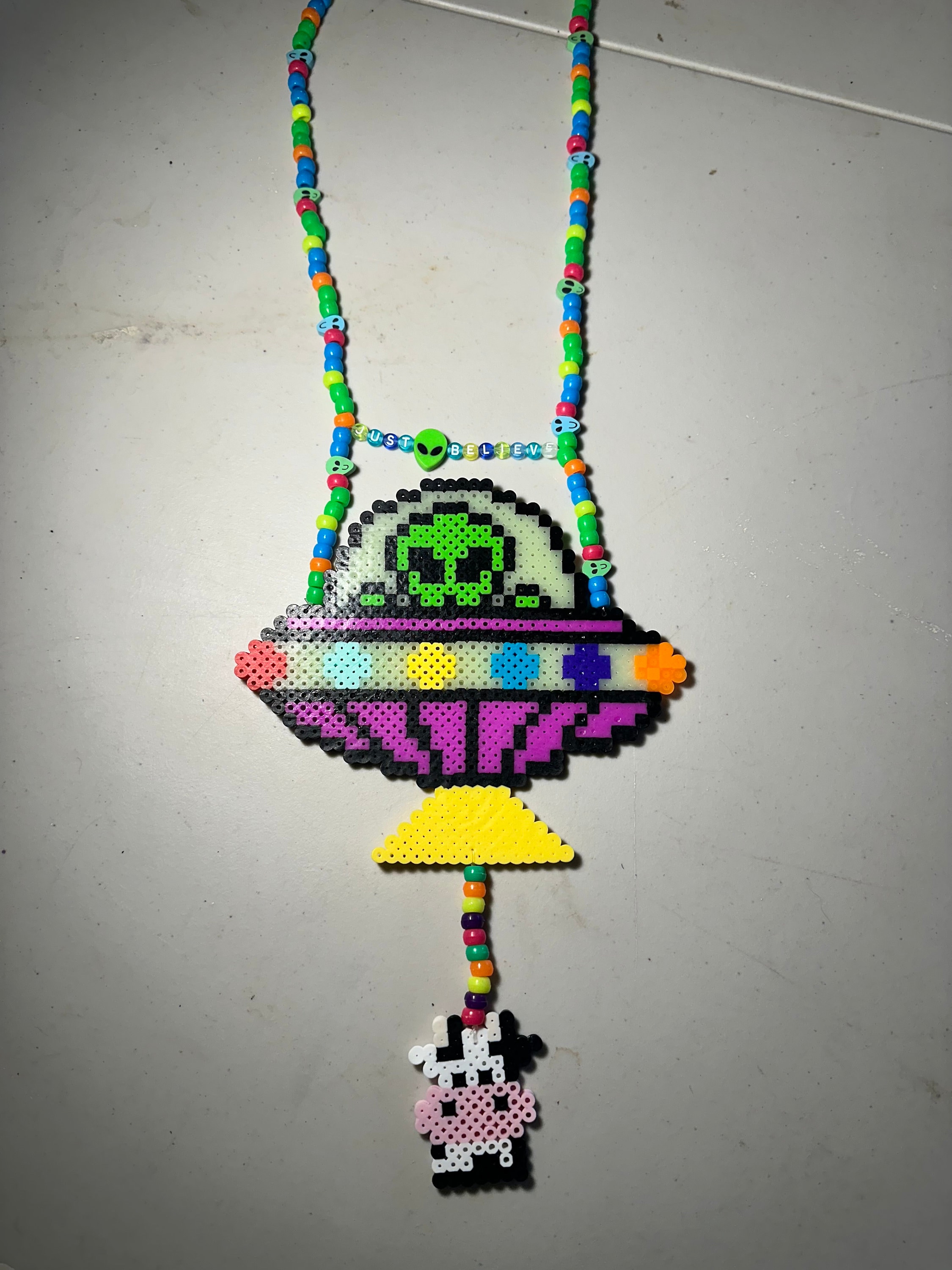 Alien Spaceship Perler Necklace - Etsy