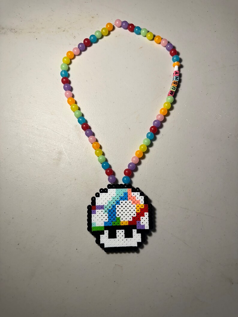 Mario Mushy Perler Necklace - Etsy
