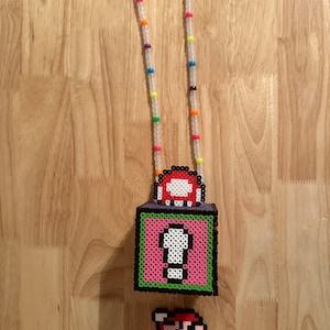 Mario 3D Cube Perler Necklace - Etsy