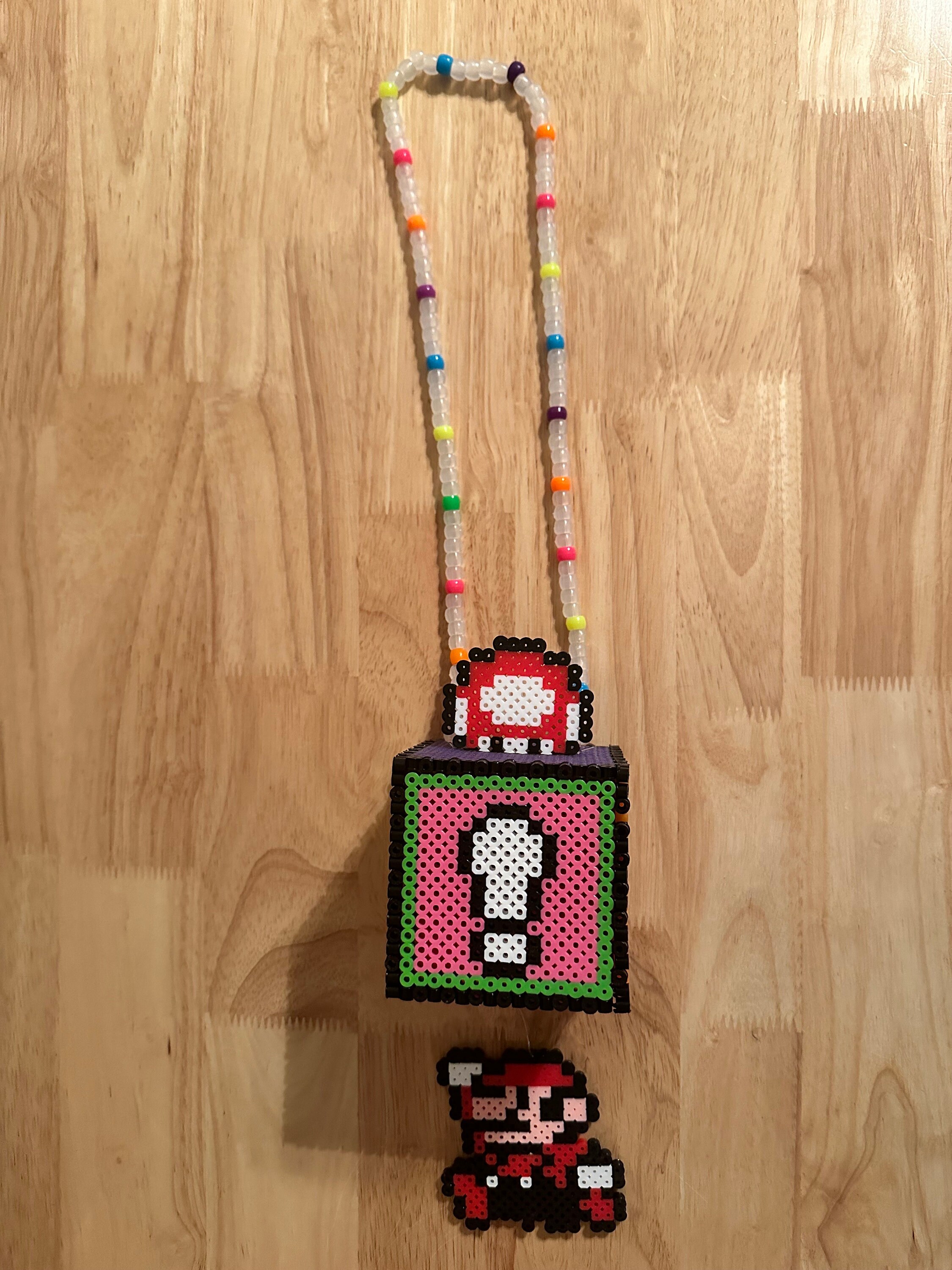 Mario 3D Cube Perler Necklace - Etsy