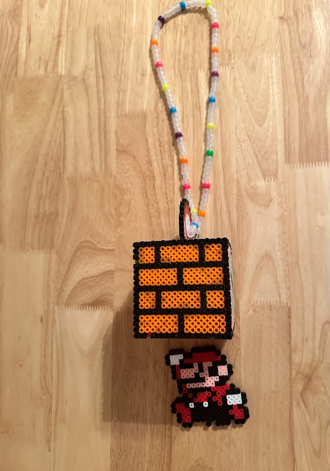 Mario 3D Cube Perler Necklace - Etsy