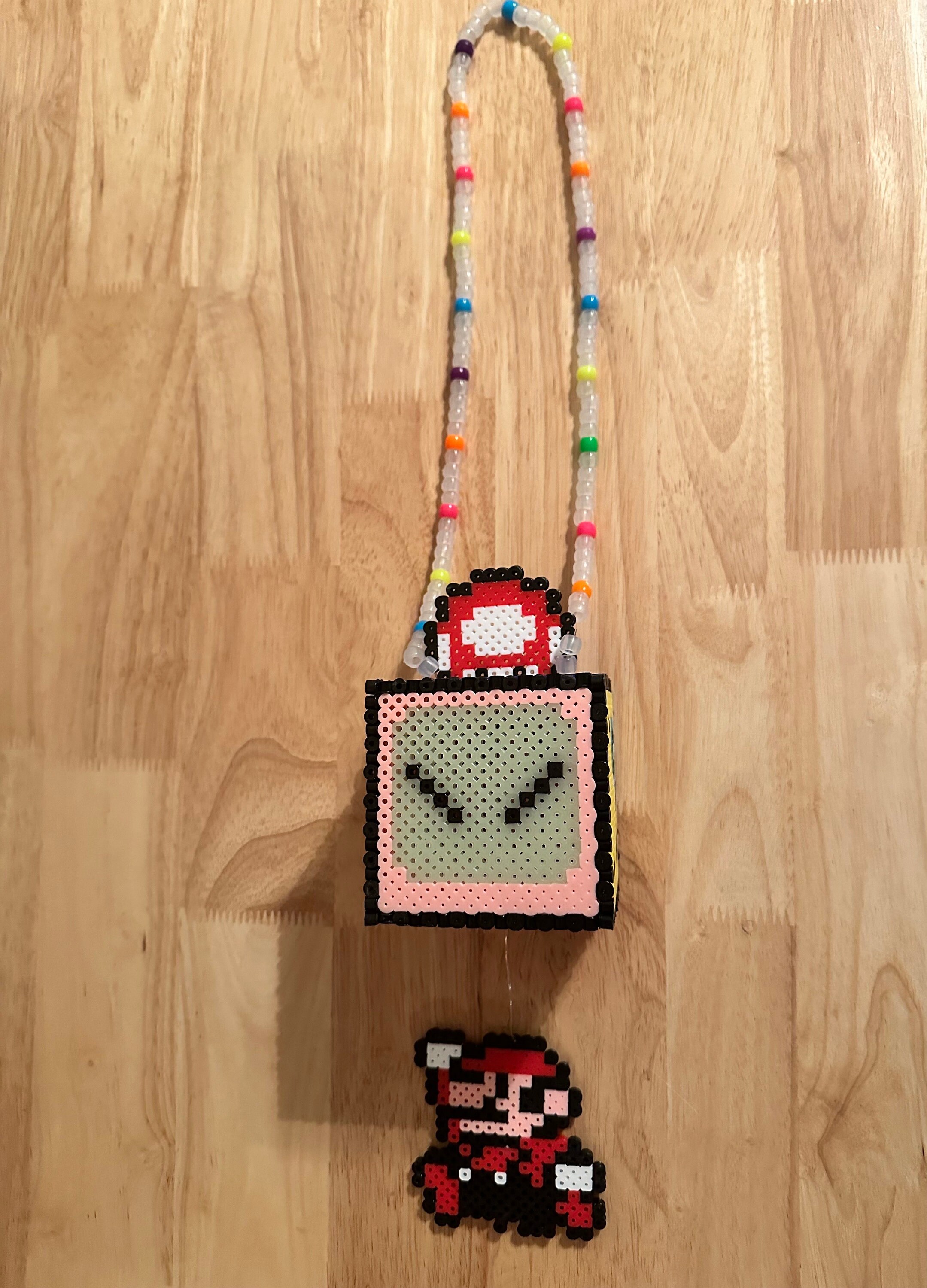 Mario 3D Cube Perler Necklace - Etsy