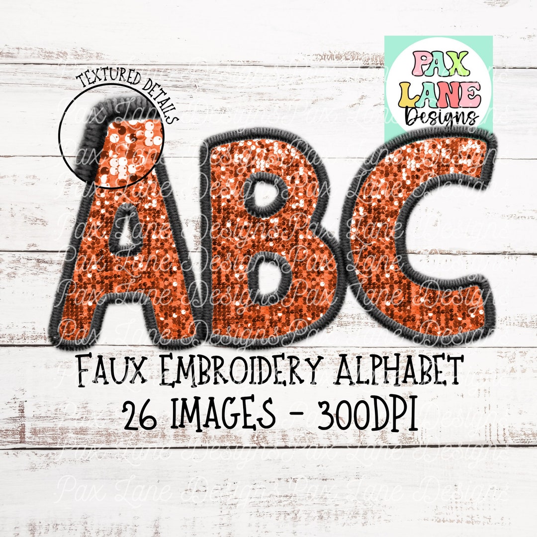 Faux Embroidery PNG Alphabet Set, Faux Sequins PNG, Preppy Letters Png ...
