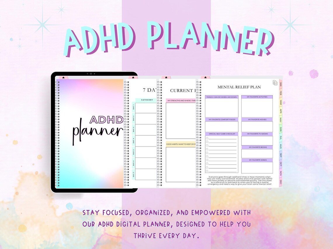 ADHD Digital Planner, ADHD Planner, ADHD Digital Planner for Adults ...