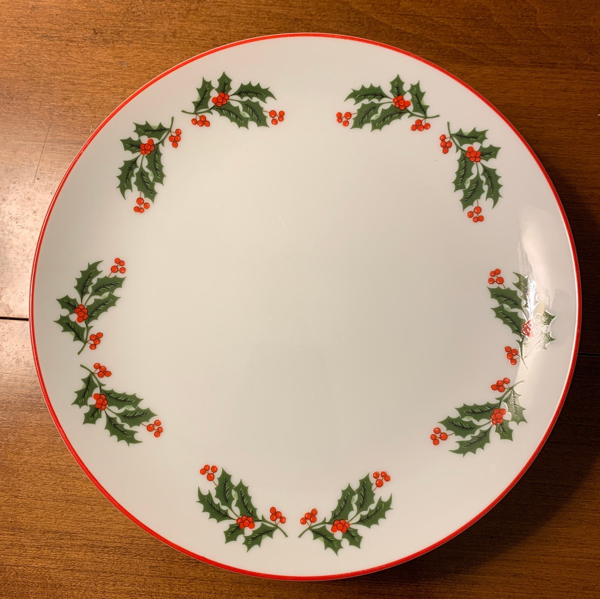 Christmas Holly by Fine China of Japan Salad Plates Set of 4 - Etsy