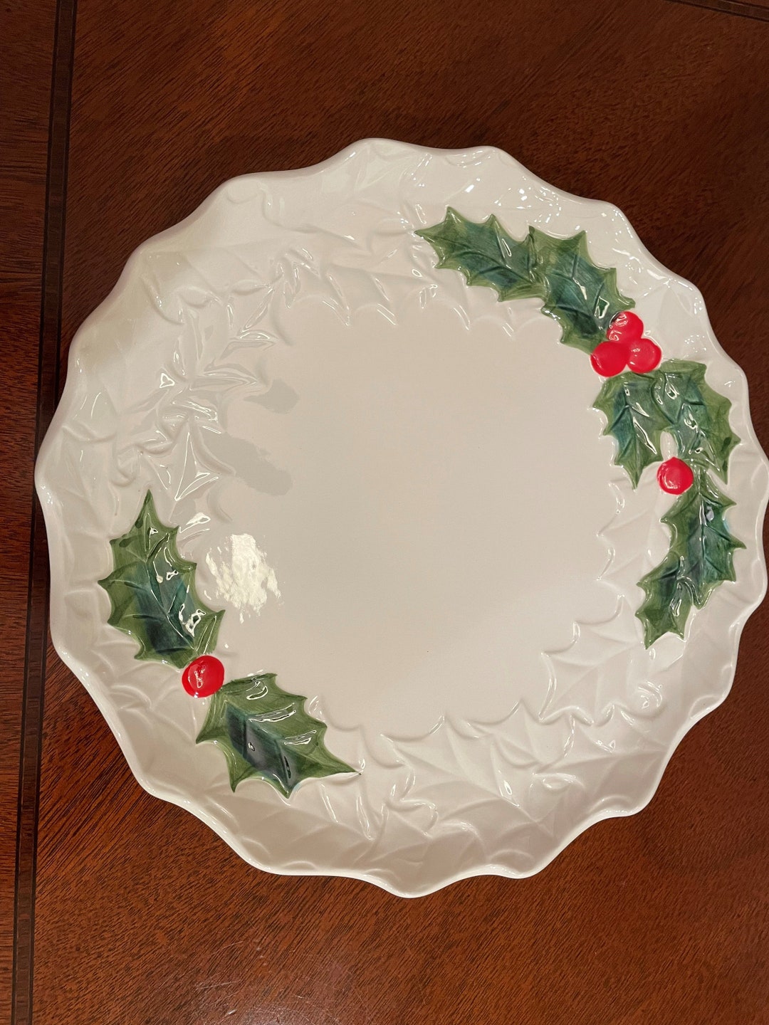 LEFTON White Holly Plate - Etsy