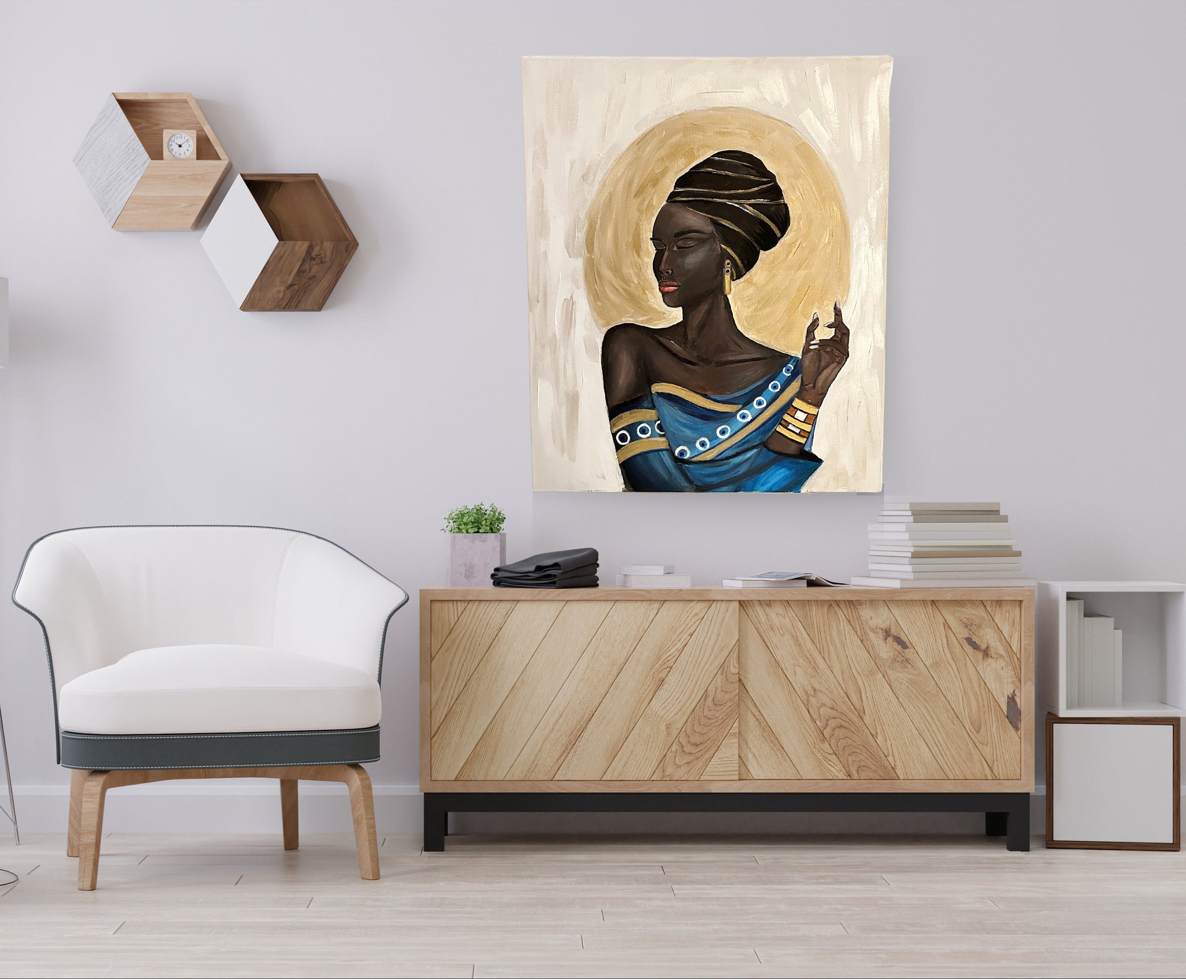 African Woman Acrylic Painting, Original Piece of Art, African Lady ...