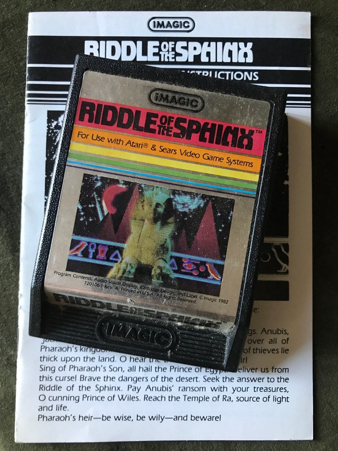 Imagic Riddle of the Sphinx Game Cartridge for Atari, Sears Game ...