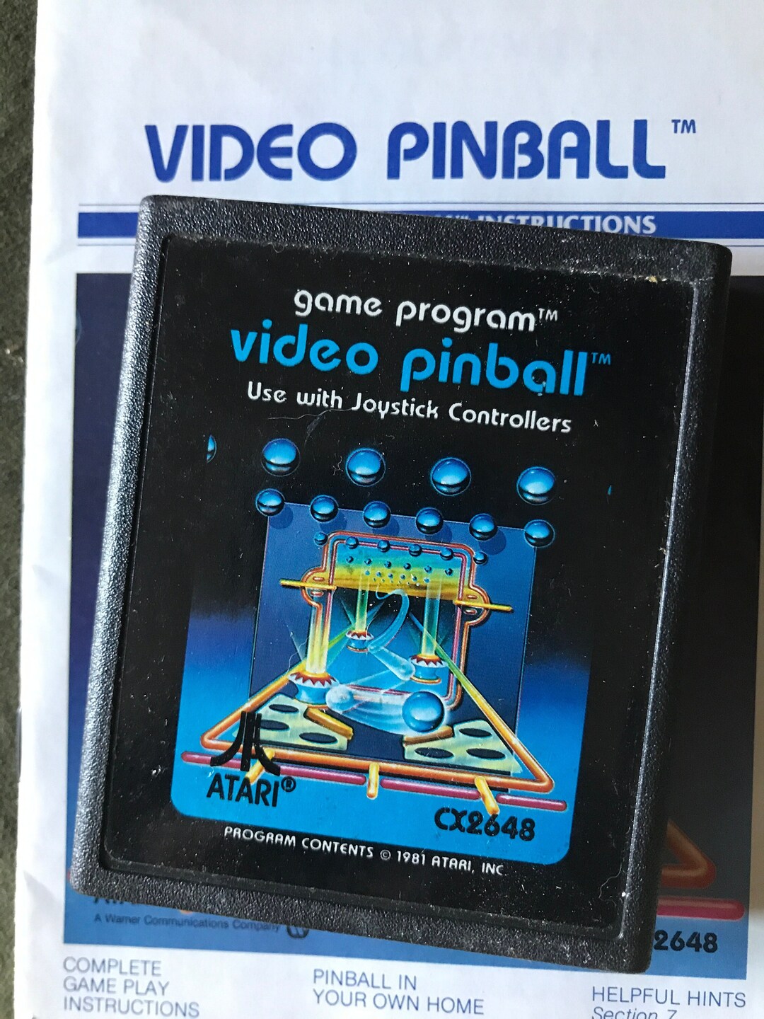 Atari Video Pinball Vintage Game Cartridge With Original Instructions ...