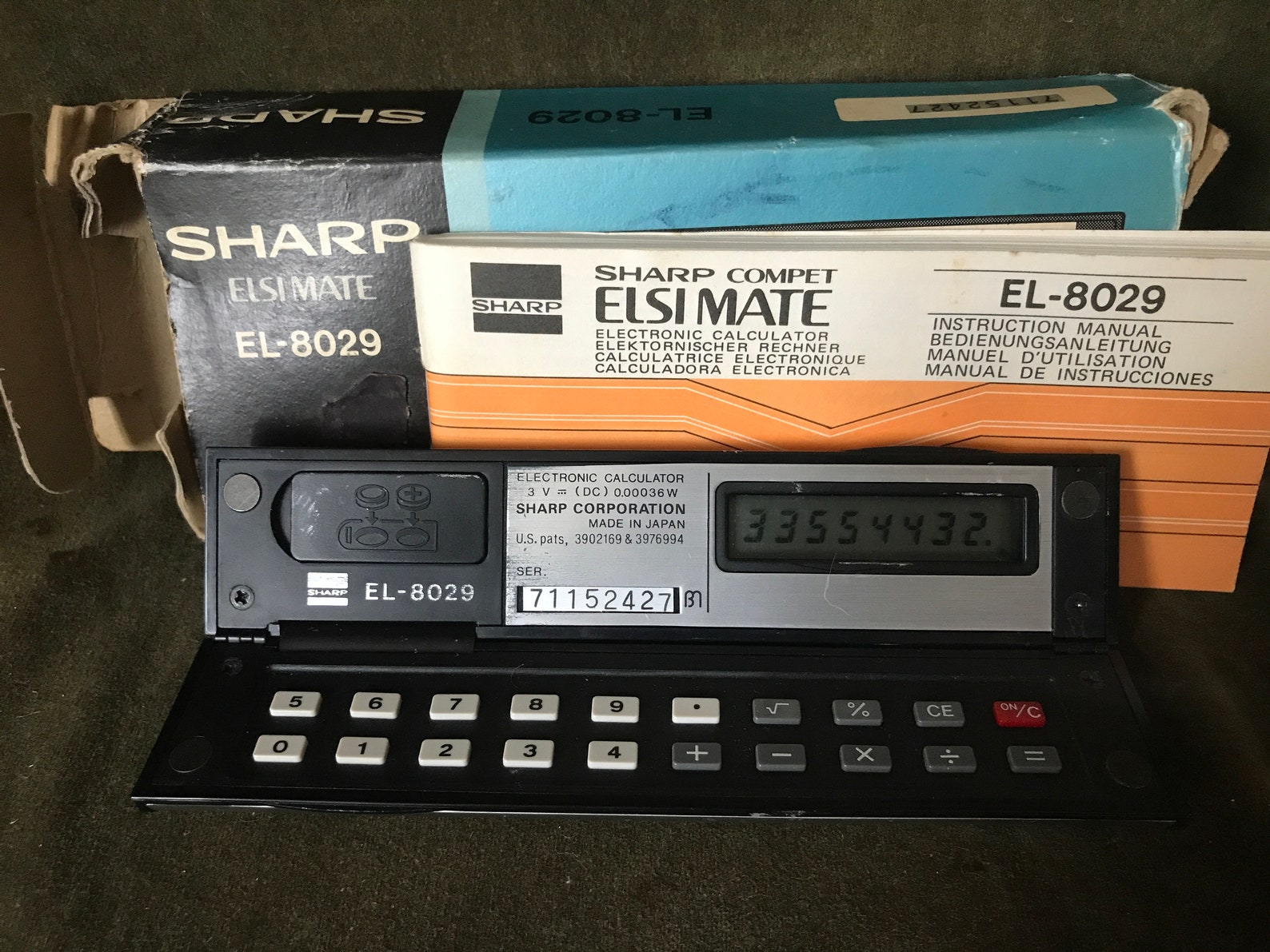 Sharp Elsi Mate EL-8029 Vintage Calculator With Original Box -- Works ...