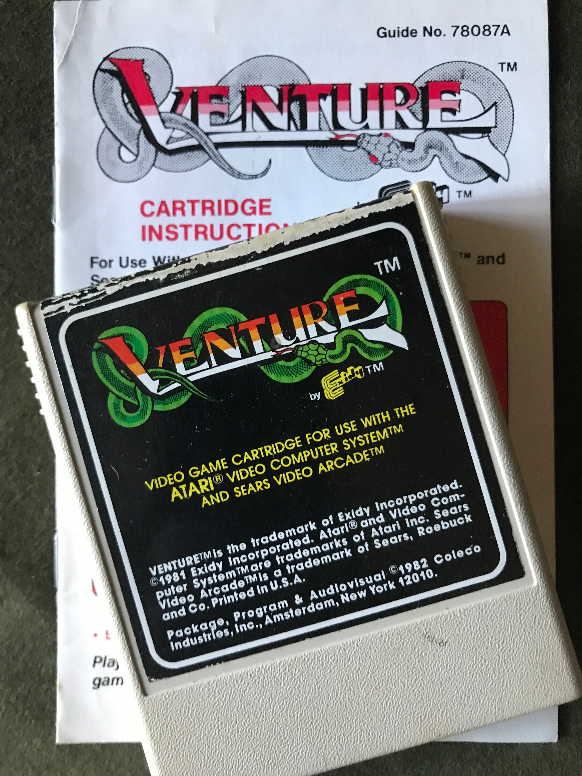 Coleco VENTURE Vintage Game Cartridge for Atari, With Original ...