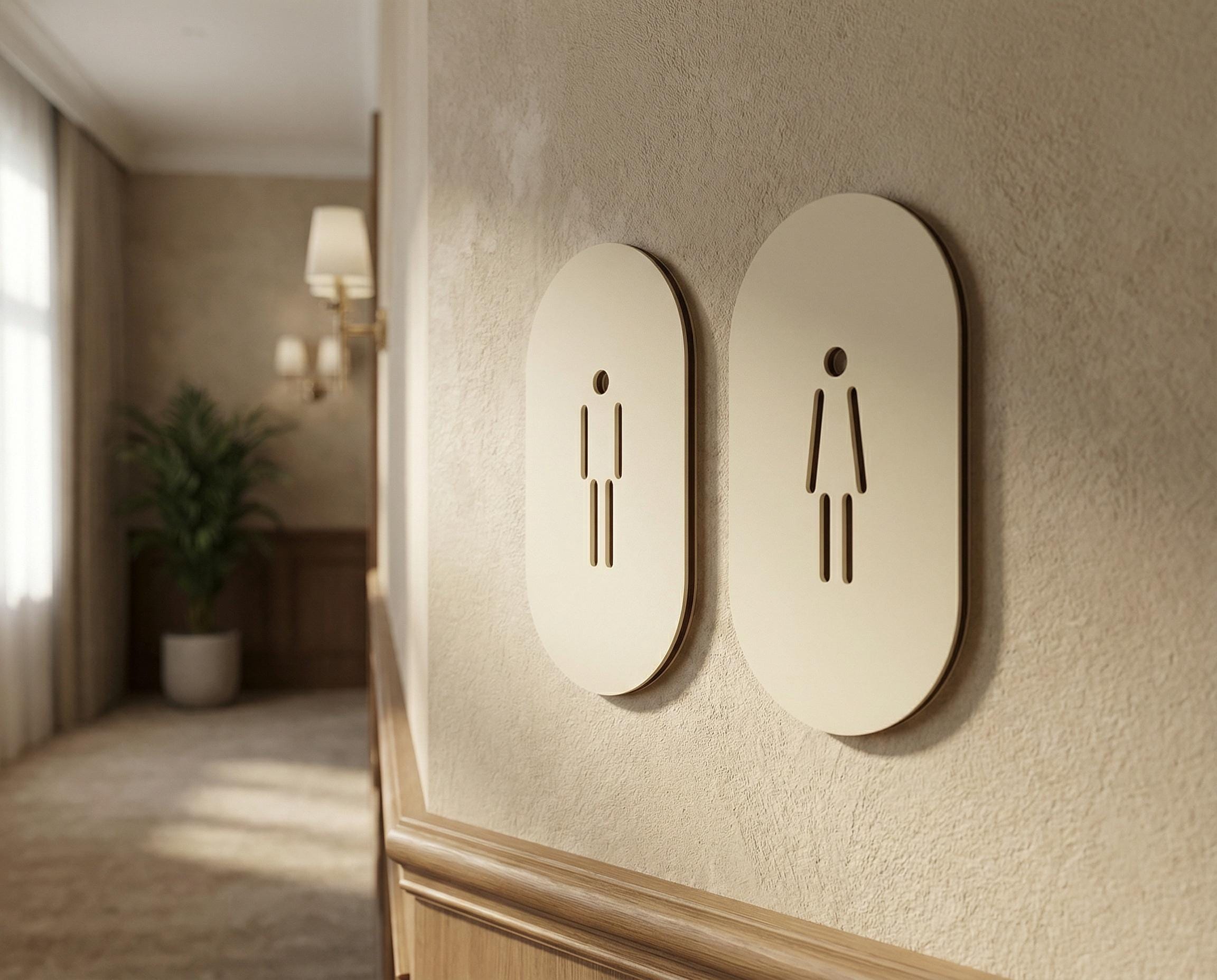 Sandstone WC Sign Set – Cut-through Male Female Icons, Indoor/outdoor ...