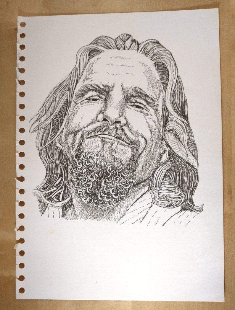 The Dude, the Big Lebowski Wall Art ORIGINAL DRAWING, Mounted - Etsy