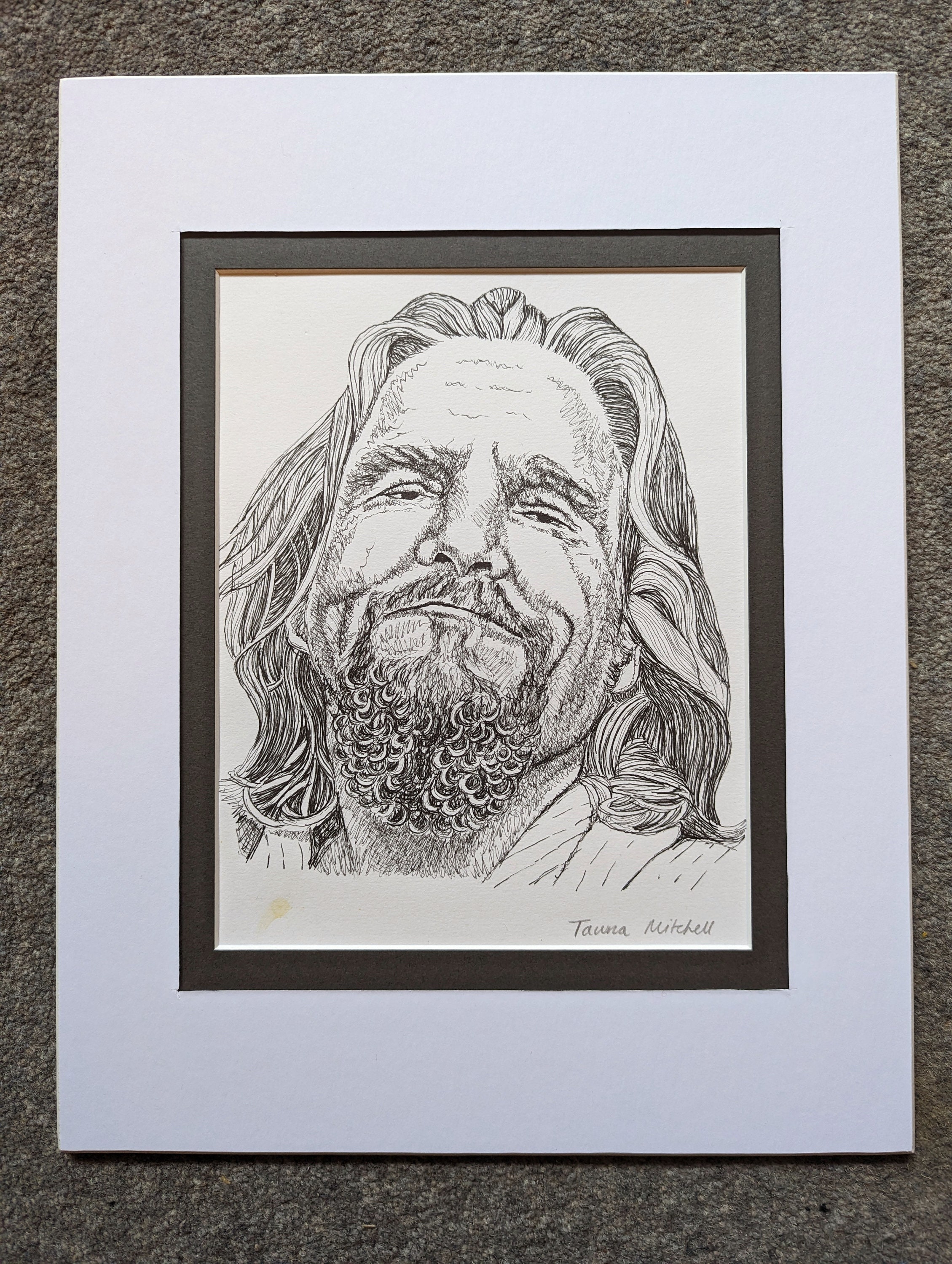 The Dude, the Big Lebowski Wall Art ORIGINAL DRAWING, Mounted - Etsy