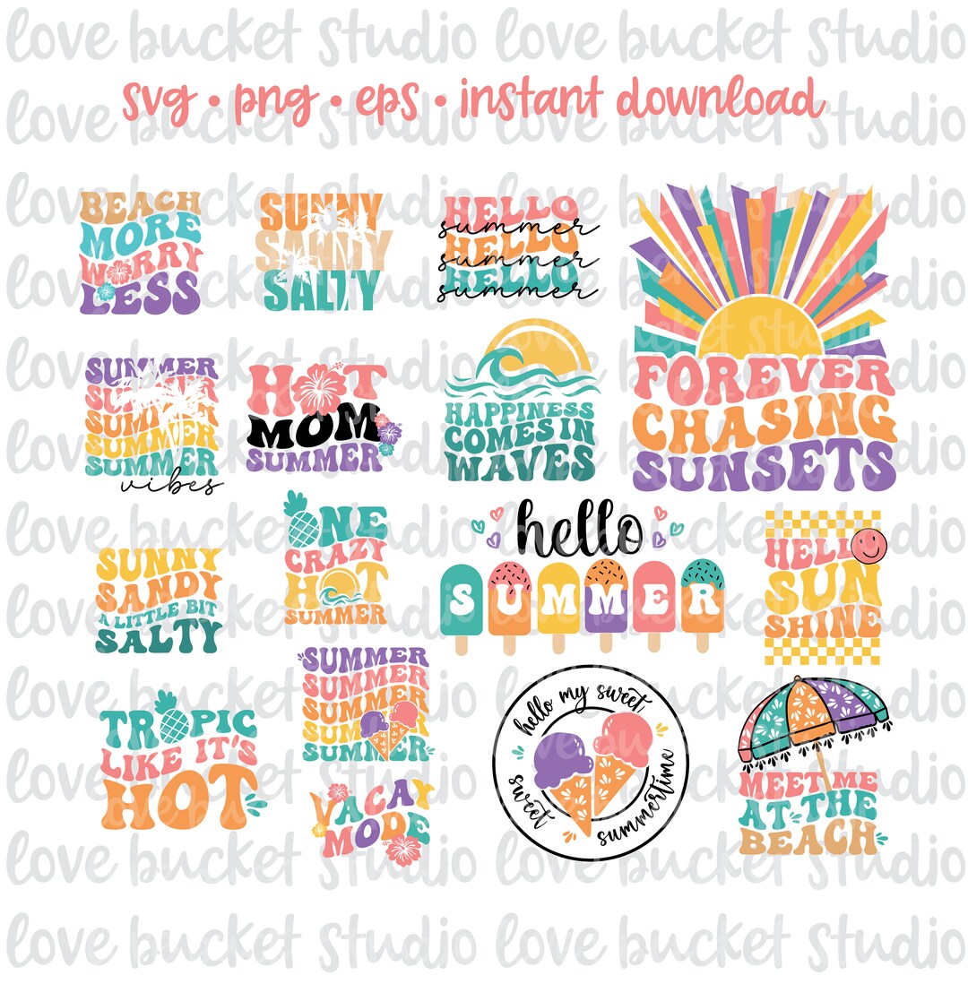 Summer Bundle SVG, Palm Tree Svg, Retro Beach Svg, Summer Vibes Svg ...